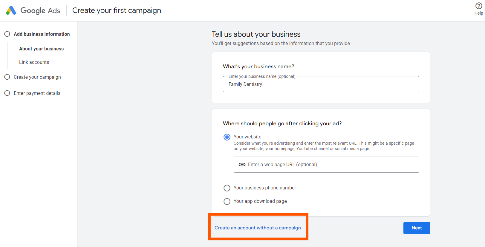 How to Set Up a Google Ads Account Without a Campaign 2026